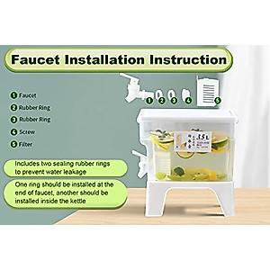 1PCS 0.9 Gallon Water Drink Dispenser For Fridge, Beverage Dispenser with Stand And Spigot, Plastic Pitcher with Lid, Water Storage Containers BPA Free, Lemonade Dispenser