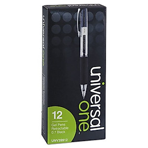 UNV39912 - Universal Clear Barrel Roller Ball Retractable Gel Pen (Grip May Vary)