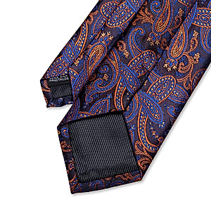 YourTies Rust Paisley Ties for Men Jacquard Woven Silk Necktie 3.15'' Formal Burnt Orange Tie for Wedding Business Party