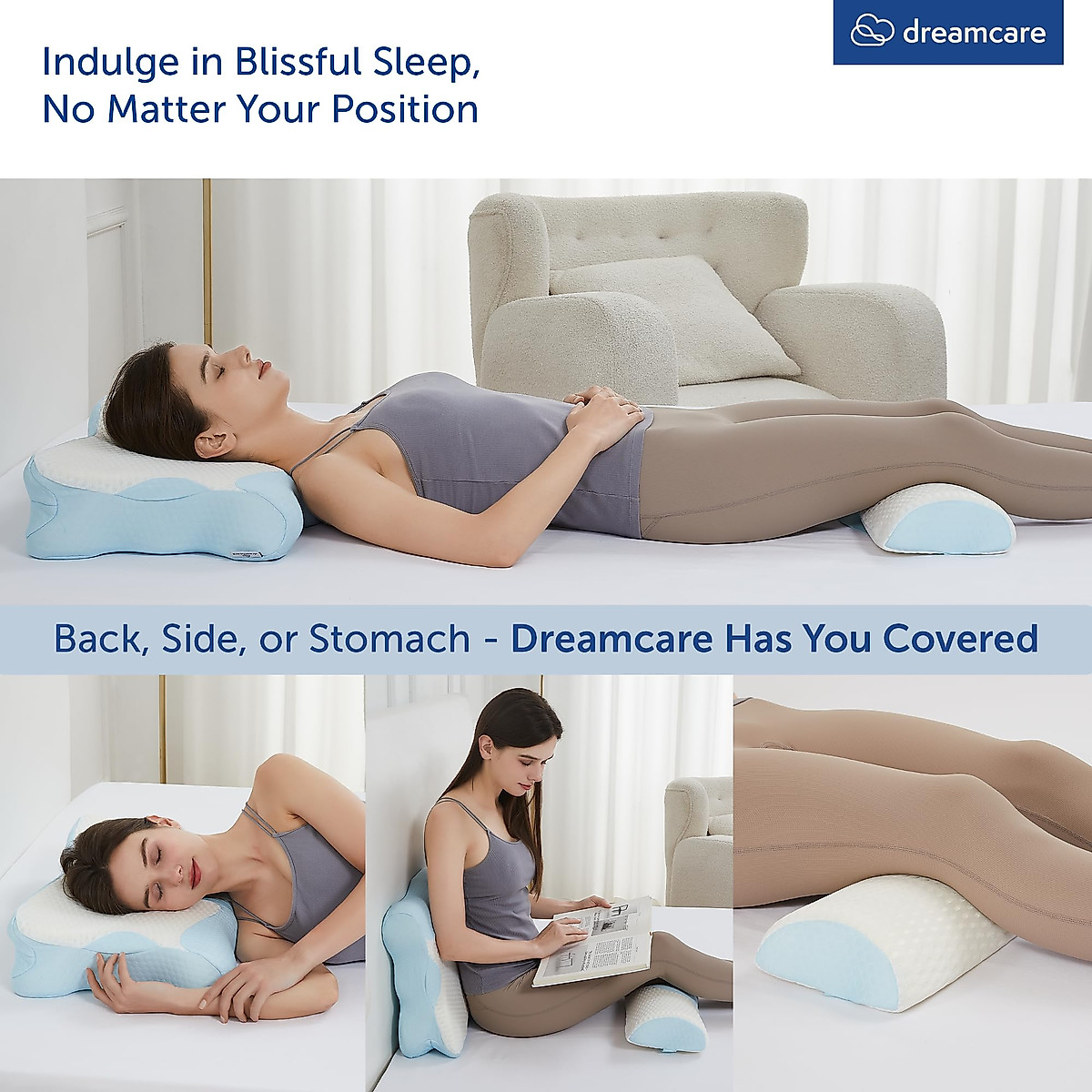 DREAMCARE 3-in-1 Cervical Neck Pillow with Leg Rest & Lumbar Support