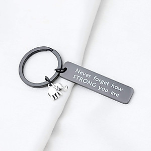 bobauna Elephant Keychain Never Forget How Strong You Are Strength Jewelry Uplifting Gift For Friend Family Animal Lovers (never forget black)