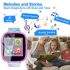 AstraMinds Kids Smart Watches Girls Boys - 1.54'' Touchscreen Smart Watch for Kids with 15 Puzzle Games, 2 Camera, 10 Audio Books, Music Player, Kids Watches Gift for 3-12 Year Old(Blue)