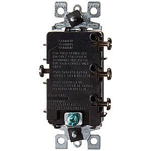 Leviton 1755-W 15 Amp, 120 Volt, Decora Single-Pole, AC Combination Switch, Commercial Grade, Non-Grounded, White, EA