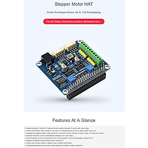 Stepper Motor HAT Drives Two Stepper Motors Up to 1/32 Microstepping for Raspberry Pi Zero/Zero W/Zero WH/2B/3B/3B+/4B/5 for Use 3D Printer etc @XYGStudy