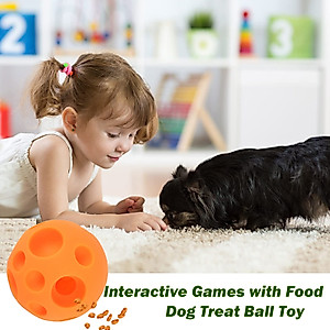 VEEBELL Dog Toy Balls, 5 Inch Treat Dispenser, Interactive Dog Toy for Food Dispensing, Chew Toys Ball for Large Medium Dogs (Orange)