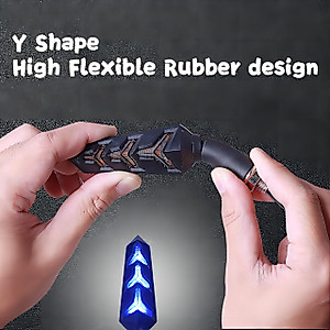 GKmow 4 PCS 12V LED Motorcycle Turn Signals Light, Motorbike Universal Y Shape Flowing Indicator Lights, Daytime Running Light for Motorcycle Motorbike Scooter Quad Cruiser Off Road (Blue)