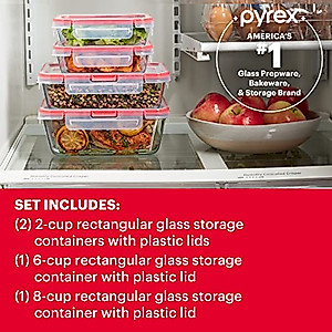 Pyrex Freshlock 8-Pieces Mixed Sized Glass Food Storage Containers Set, Airtight & Leakproof Locking Lids, Freezer Dishwasher Microwave Safe
