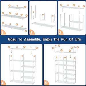Mavivegue Metal Shoe Rack Organizer, 7 Tiers Tall Shoe Shelf Storage, Vertical Large Boot Rack, Stackable Shoe Racks for Entryway, Closet, Garage, Bedroom, Cloakroom -White