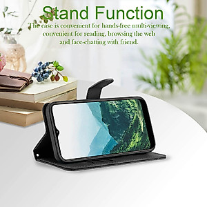 JHWVVTF for Samsung Galaxy A03s (US Version) Phone Case Wallet, Card Holder Leather Kick-Stand, Wrist Strap, Magnetic Closure, Shockproof Protective Pattern Flip Cover (Black)