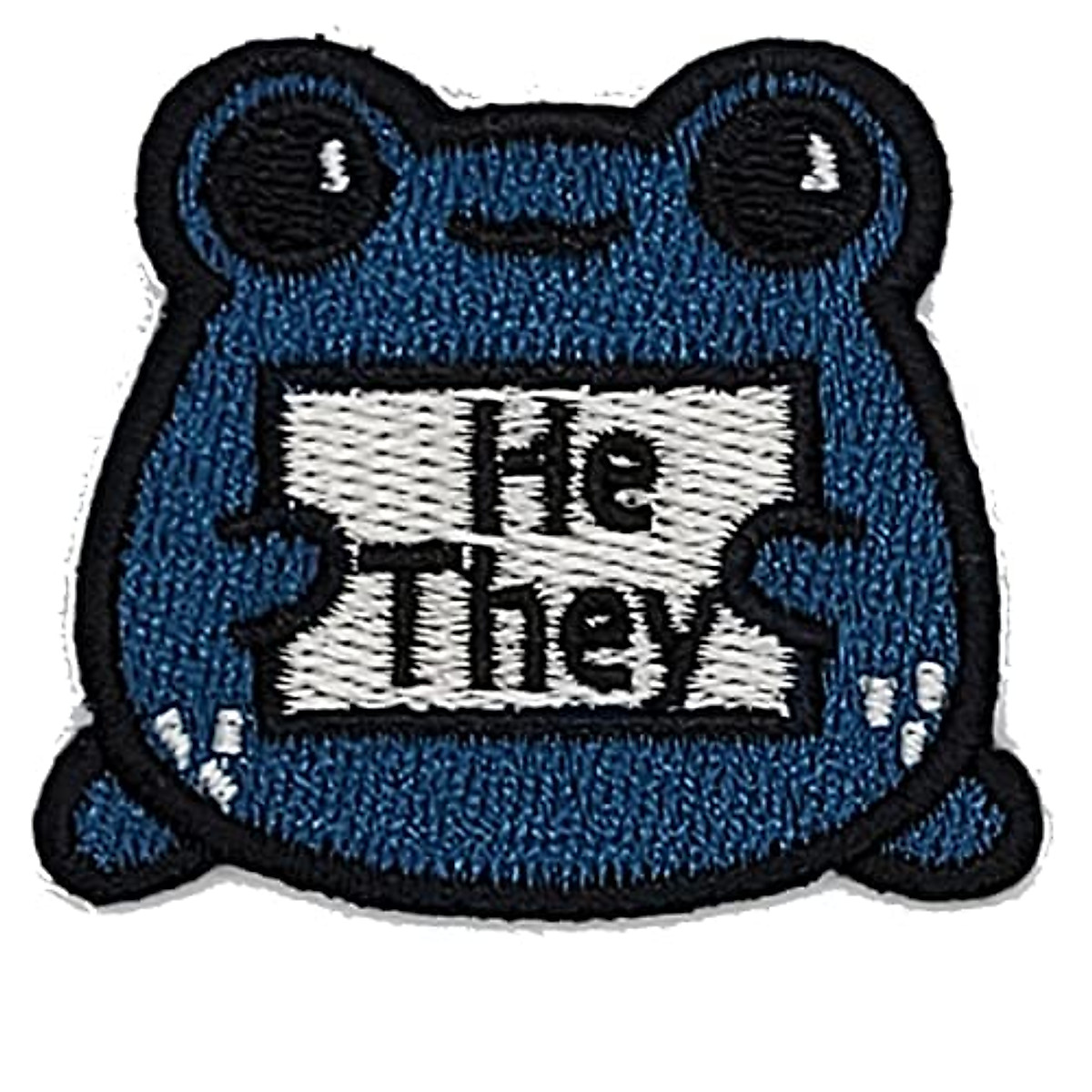 Pronoun "Statement Frogs" Embroidered Patch- USA Made- Multiple Colors Available (Turquoise He/They)