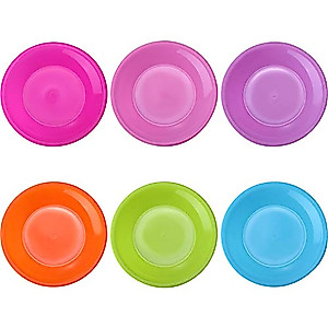 Maitys 12 Pieces Kids Plastic Plates, Colorful Plate Set Plastic Snack Plate Small Dinner Plates, Microwave and Dishwasher Safe, 6 Colors