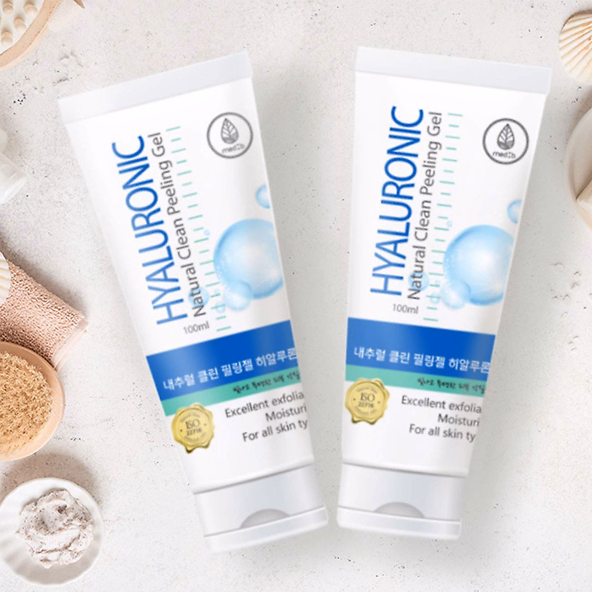 MED B Hyaluronic Clean Peeling Gel for Elasticity & Smooth skin, Pore Purifying Gel, Exfoliating Facial Cleanser, 4.1 Oz