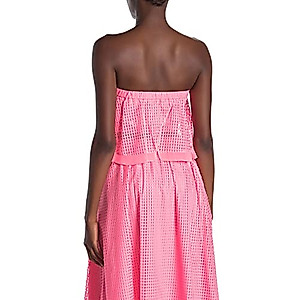 Rachel Roy Womens Blouse Hot Barbie Grid Print Cropped Top Pink XS