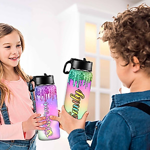 MyPupSocks Personalized Insulated Water Bottle Custom Kids Glitter Water Bottle with Name Water Bottle Custom Gift for Girl Back to School