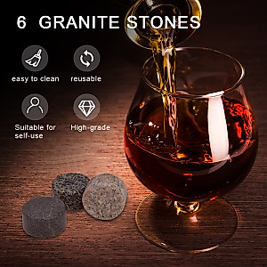 Whiskey Stones, Set of 6 Whiskey Chilling Stones, Reusable Ice Cubes, Whiskey Rocks - Perfect Whiskey Gifts for Men