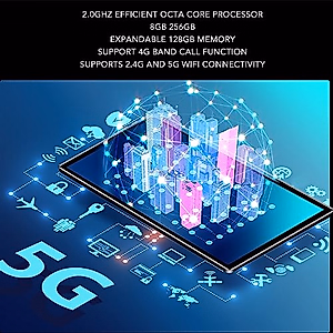 HEEPDD FHD Tablet Support Fast Charging 8 Core CPU 4G Network 8GB RAM 256GB ROM 10.1 Inch Tablet 100-240V Dual Camera for Reading (US Plug)