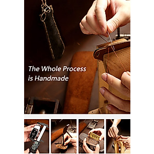 SANRILY Handmade Leather Smart Key Fob Cover for LYNK&CO 05 06 01 09 Accessories Keyless Key Fob Case with Keychain Blue