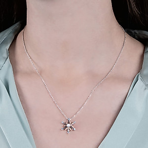 Jewelili Enchanted Disney Fine Jewelry 14K Rose Gold over Sterling Silver Diamond Accent,Swiss Blue Topaz and Opal Disney Elsa Pendant