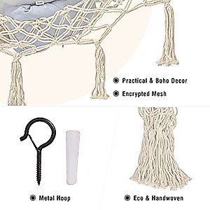 TECHMILLY Stuffed Animal Storage Hammock - 1 Pack Boho Plush Jumbo Toy Hanging Corner Net with LED for Nursery, Kids Bedroom, Play Room