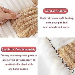 Funnyfuzzy Cream-Coloured Large Plaid Square Pet Mat Bed Couch Cover, Funny Fuzzy Couch Cover, Dog Blankets For Large Dogs, Waterproof Blanket Dog Bed Cover Pet Blanket, For Most Cats Dogs,Pets ( Colo