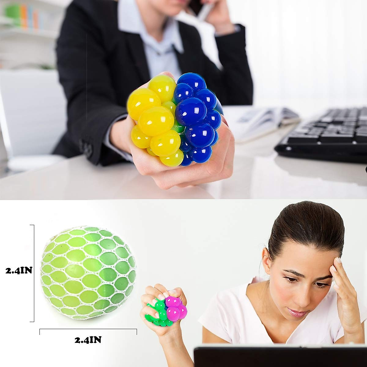 Squishy Balls 12 PCS Stress Balls Fidget Toys for Kids Adults with Exclusive Mesh Color Changing Stress Balls,Anti-Anxiety Toys, Relieve Pressure Balls Sensory Toys,Stress Relief Ball for Kids