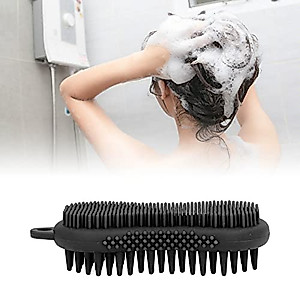 Silicone Body Scrubber Dual Sided Bath Shower Body Brush Body Wash Bath Exfoliating Skin Massage Scrubber Fit for Sensitive and All Kinds of Skin(black)