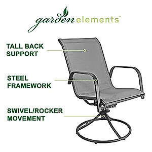Garden Elements Sienna Metal Patio Chair Swivel Rockers (Pack of 2, Grey)