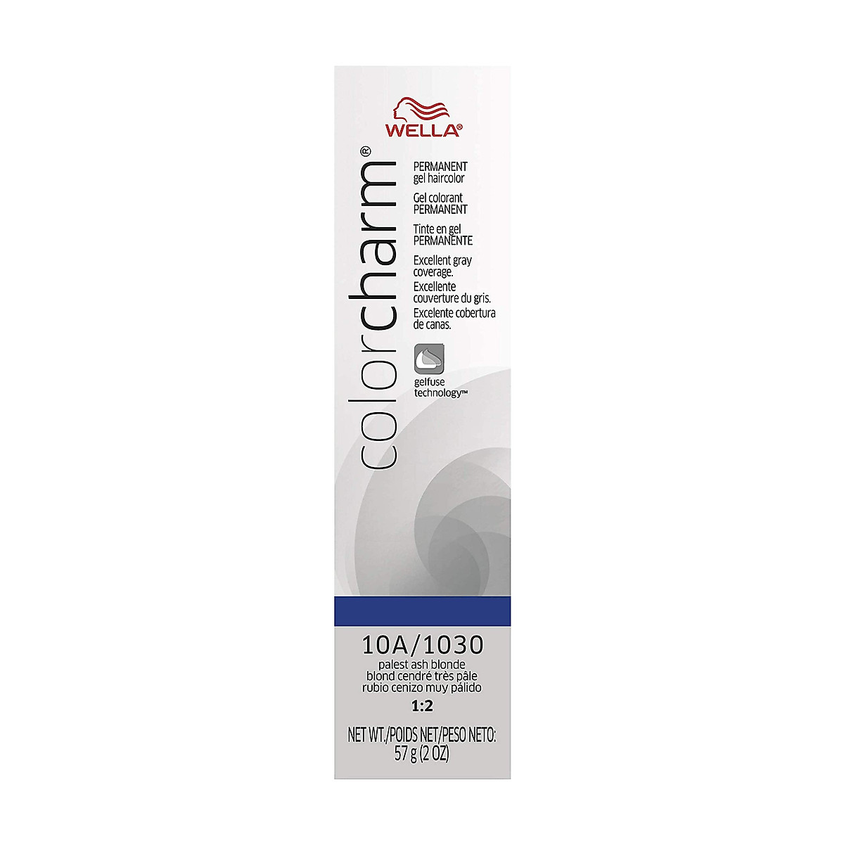 WELLA colorcharm Permanent Gel Haircolor, With Long Lasting Gelfus Technology, For Gray Coverage, 10A Palest Ash Blonde, 2 oz