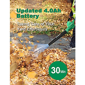 KIMO Cordless Leaf Blower - 200 CFM 170 MPH Battery-Operated Blower for Blowing Leaves, Snow Debris and Dust, 20V Electric Leaf Blower with 4.0Ah Battery and Charger for Yard| Patio| House |Jobsite