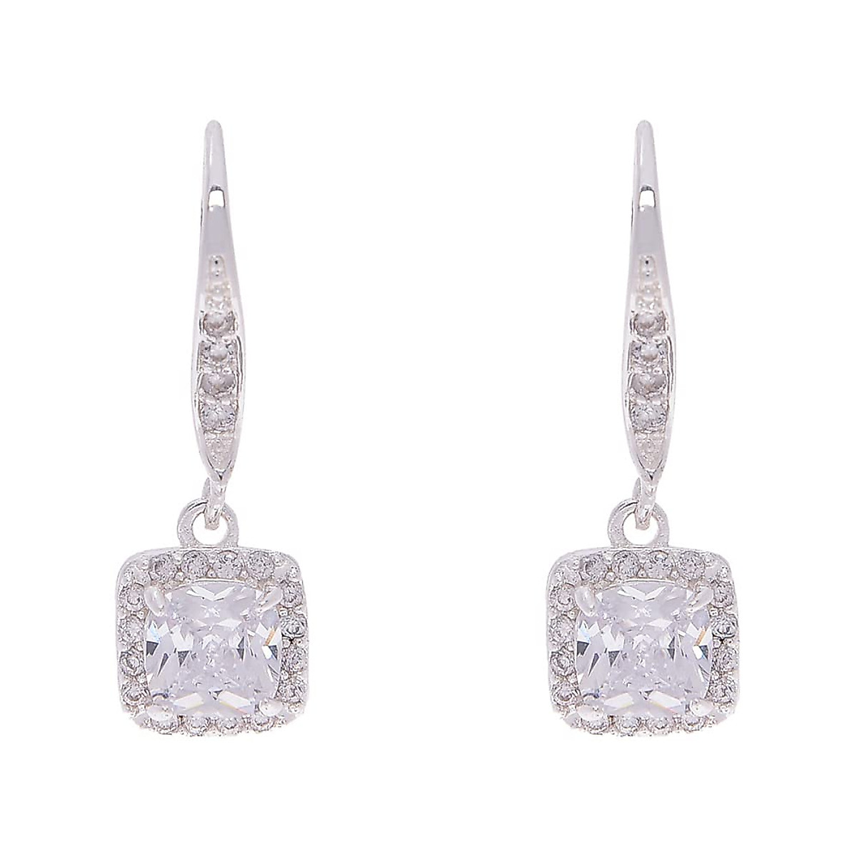 Anne Klein Flawless Silver-Tone & Cubic Zirconia Leverback Drop Earrings