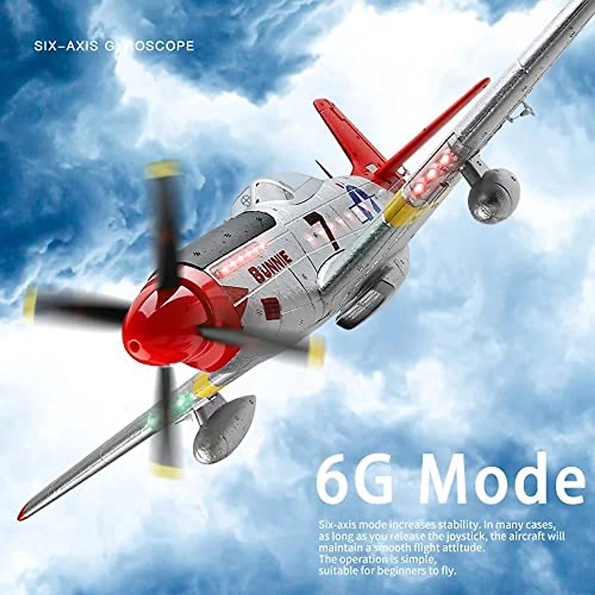 QIYHBVR Brushless RC Plane Ready to Fly for Beginners, 2.4Ghz RC Airplane Toy Gift for Adults, with Gyro Stabilization System&LED Light for Kids Parkflyer Adults