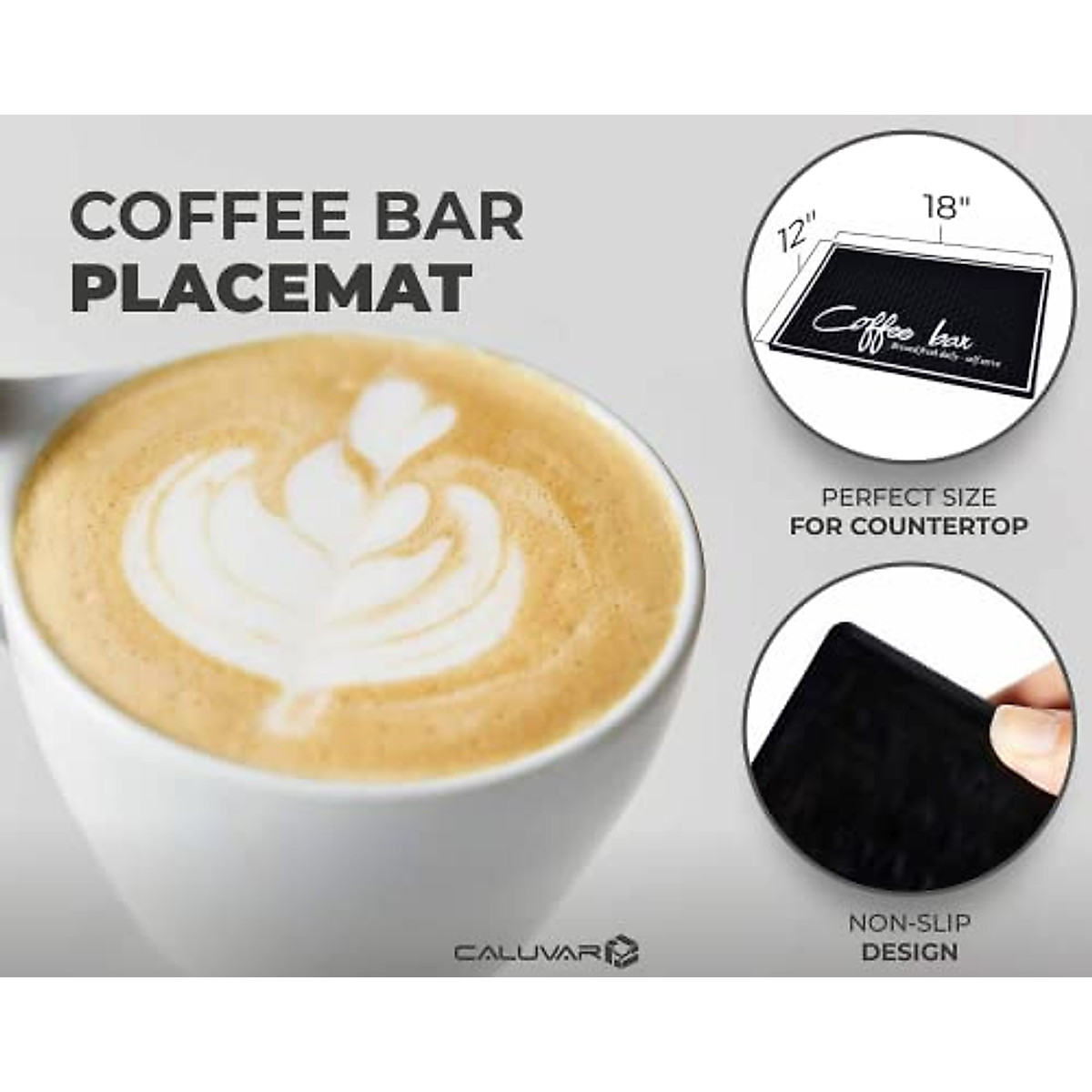 Elevate Your Coffee Game with the Ultimate Coffee Bar Mat for Countertop - Spill-Proof, Large 18 x 12" - Protect Your Countertop with our Durable Rubber Coffee Mat  - Perfect Coffee Station Accessory