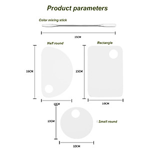 2pcs Acrylic Makeup Palette, Professional Makeup Palette with Scraper Tool, Makeup Palette, Professional Cosmetic Mix, Makeup Artist Tools (Rectangle + half circle)