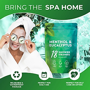 Cleverfy Shower Steamers Aromatherapy - Stocking Stuffers for Women and Teens and Christmas Gifts for Women. 18 Pack of Eucalyptus & Mint Shower Bombs for Relaxation and Nasal Congestion.
