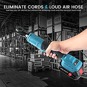 KOLSOL 1/2" Cordless Electric Ratchet Wrench Set, 44 Ft-lbs 600 RPM 21V Cordless Ratchet Kit with Variable Speed Trigger, Powered Ratchet Wrench with 2 6000mAh Lithium-Ion Battery