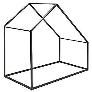 Epinki Twin Size Metal House Bed Kids Bed, Black, Kids Bed, No Box Spring Needed, Easy Assembly