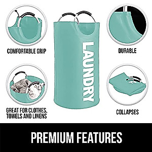 Gorilla Grip Laundry Basket and 3 Piece Packing Cubes, Laundry Basket Size 82L, Easy Carry Handles, Space Saving Travel for Carry On in Multiple Sizes, Mesh Zipper, Both in Turquoise, 2 Item Bundle