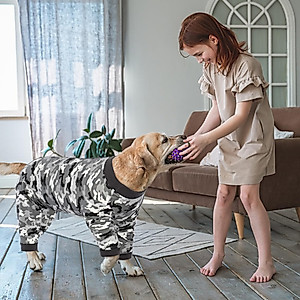 Kuoser Dog Surgery Suit Female Spay, Soft Dog Pajamas, Long Sleeve Dog Recovery Suit, Dog Clothes Onesie for Surgery, Pet Neuter Spay Bodysuit Apparel with Zipper, E-Collar & Cone Alternative