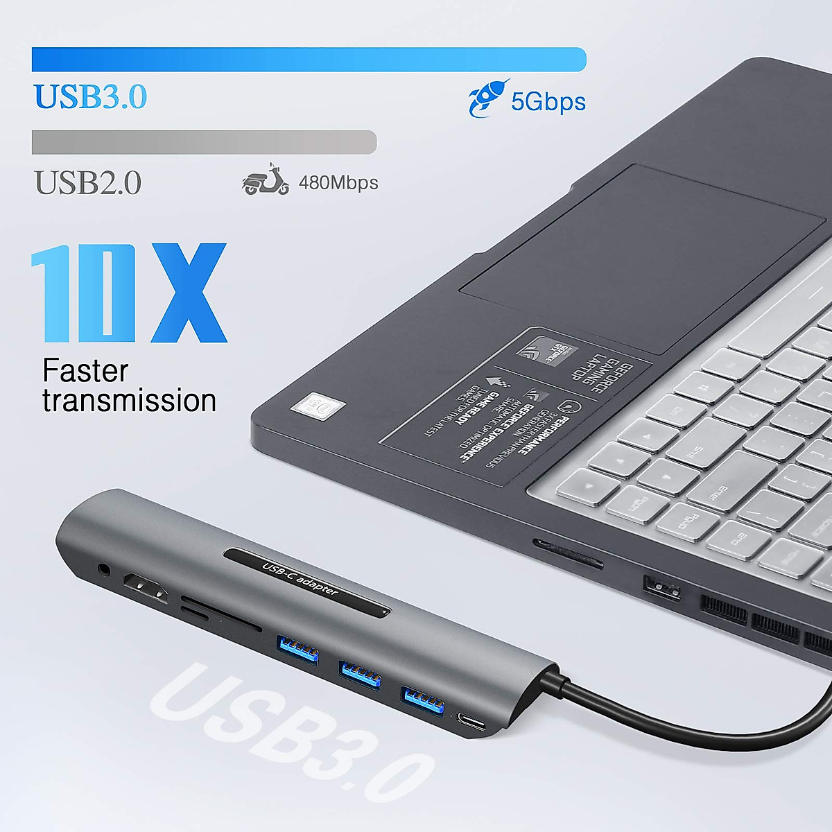 USB C Laptop Docking Station, 8 in 1 USB C Hub - 4K HDMI, USB C Multiport Adapter with USB 3.0 Ports, 60W Type-C Fast Charging, SD/TF Card Reader - Compatible with MacBook Pro/Air/XPS/Type C Devices