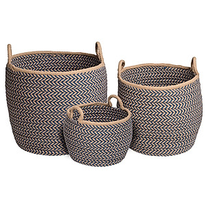 Colonial Mills Preve Basket, 15"x15"x15", Taupe & Blue