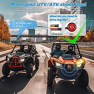 Roykaw UTV ATV Street Legal Kit with Turn Signal Rocker and Hazard Switch, 110dB Horn, Compatible with Polaris, Pioneer, Talon, Can-Am, Kawasaki, Arctic Cat, Upgrade COB illuminant - Even and Natural
