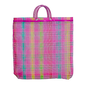 La Sol Imports Large Mercado Mexican Bags Tote Reusable Colorful Durable Mesh Grocery Bag 20 x 22 in Plus 5 in Handle (3 Piece 20 in)