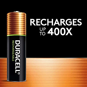 Duracell Rechargeable AAA Batteries, 4 Count Pack, Triple A Battery for Long-lasting Power, All-Purpose Pre-Charged Battery for Household and Business Devices