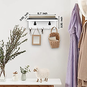 Arrozon Key Holder for Wall Decorative Modern Small Key Hooks with Shelf Farmhouse Key Rack Organizer Wall Decor for Home Entryway Hallway Office