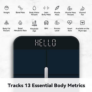 Wyze Smart Scale X - Digital Bathroom Scale for Body Weight, BMI, Body Fat, Muscle Mass, Heart Rate Monitor | Sync with Health Apps | Body Composition Analyzer for People, Baby & Pet, 400 lbs (Black)
