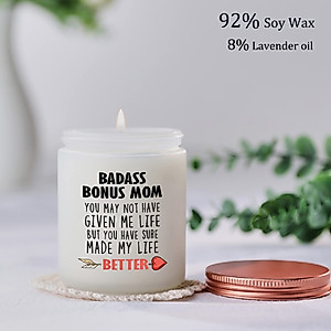 Bonus Mom Gifts- Mother in Law, Stepmom, Step Mom Birthday Christmas Mothers Day Gifts- Funny Best Candle Gift Ideas for Boyfriends Mom, Girlfriends Mom, Adopted Mom from Daughter Son