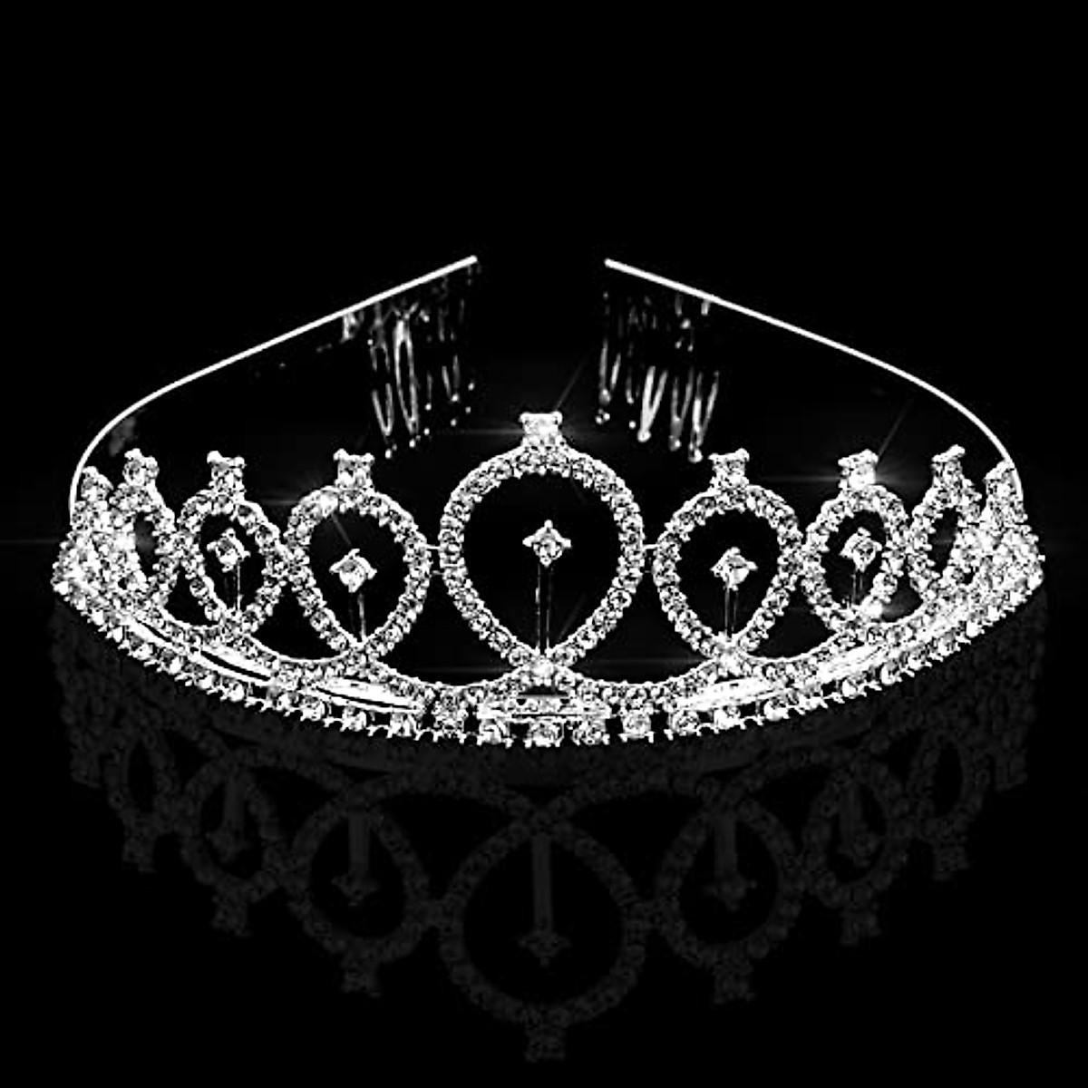 Sibba Diadems Tiaras Crown Princess Crystal Rhinestone Silver Crown Bride Wedding Headband Girls Queen Hair Accessories for Women Women Gifts Decoration Birthday Prom Holiday Costume Party Celebration