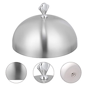 Cabilock Stainless Steel Restaurant Cloche Serving Dish Food Cover Dome Plate Covers for Steak Cake Appetizer Plate to Keep Food Warm (7.86x3.93 inch)