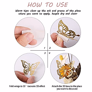 40 PCS Laser 3D Butterfly Cupcake Toppers Hollow Arts Butterfly Cake Decorations for Baby Shower Wedding Fairy Birthday Party Supplies Butterfly Wall Sticker Decoration Mixed Styles Gold