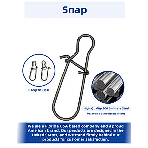 BLUEWING Fishing Duo Lock Snaps for Saltwater Freshwater Fast Change Snaps Light Tackle Lures Connector, 73lbs/100 pcs